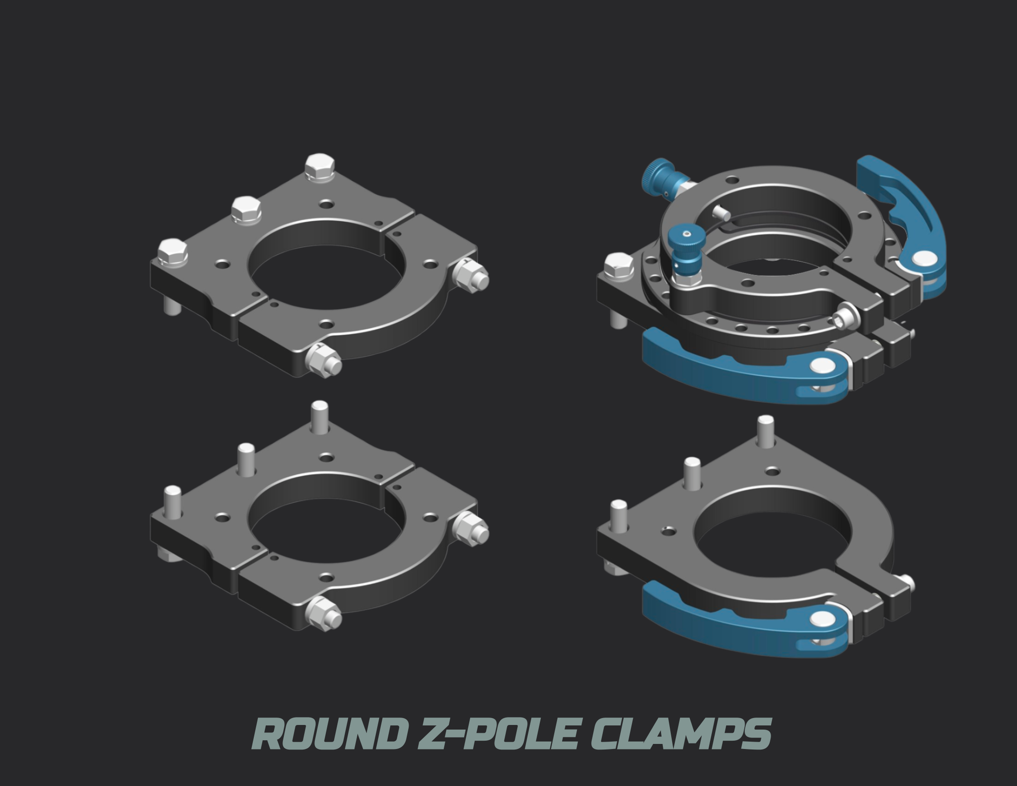 ROUND Z-POLE CLAMPS - Universal Sonar Mount
